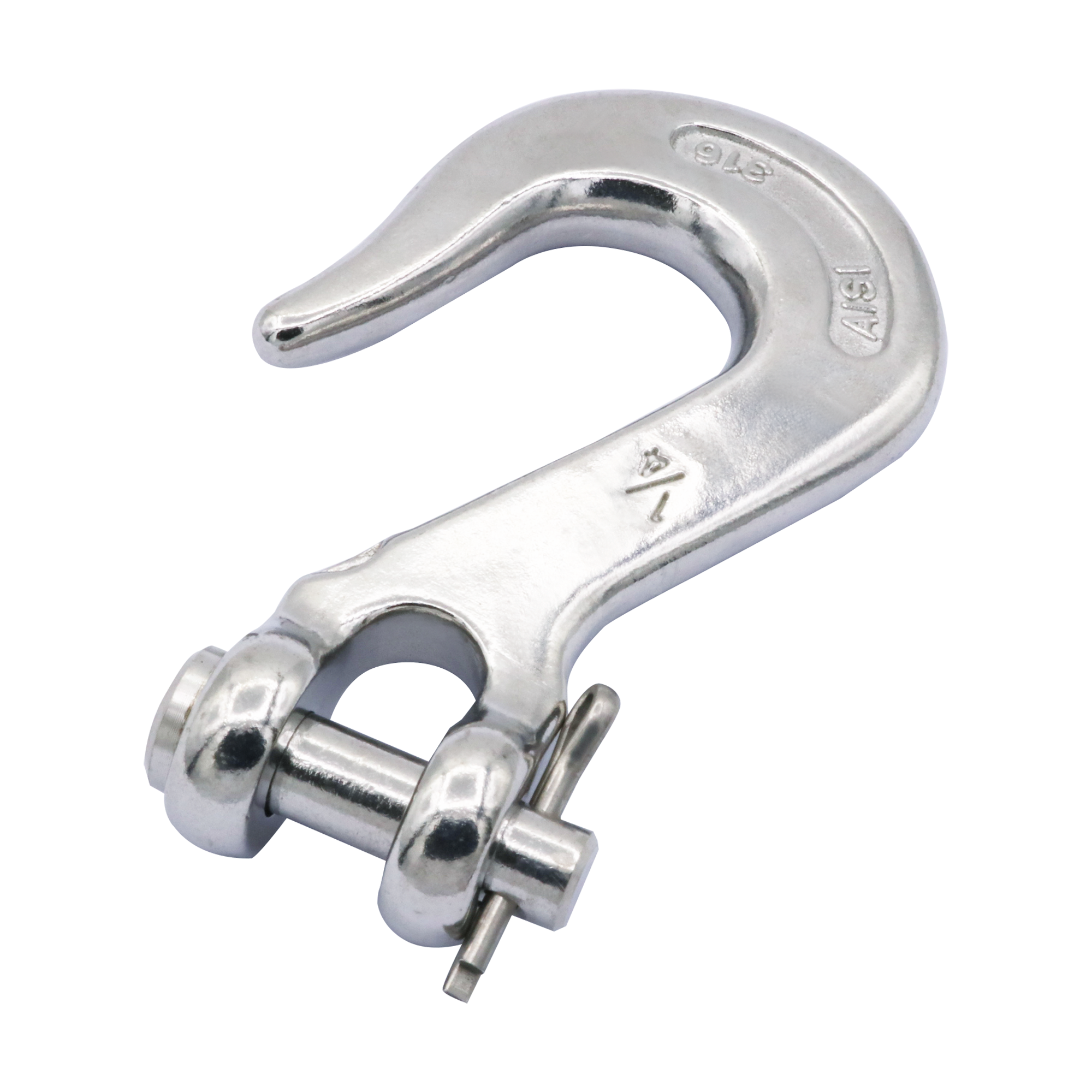 1/4" Type 316 Stainless Steel Clevis Slip Hook, No Snap Lock