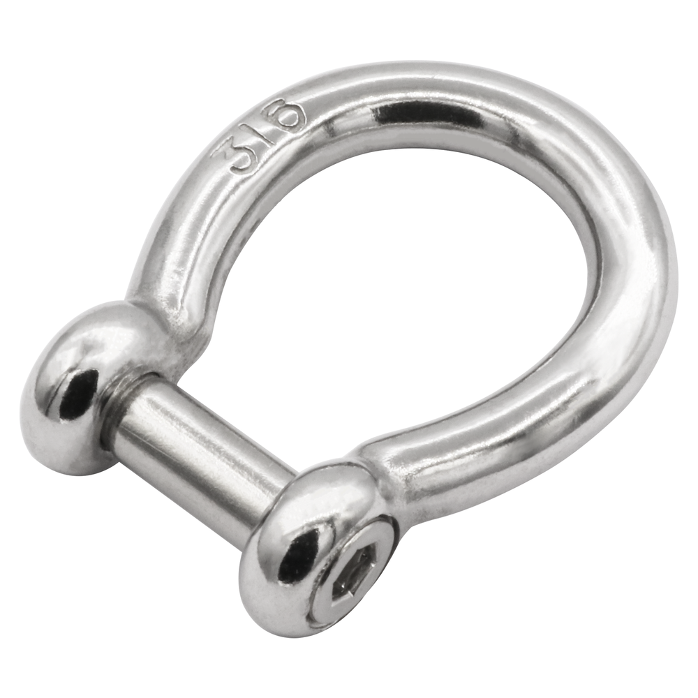 1/4" Type 316 Stainless Steel No-Snag Pin Bow Shackle