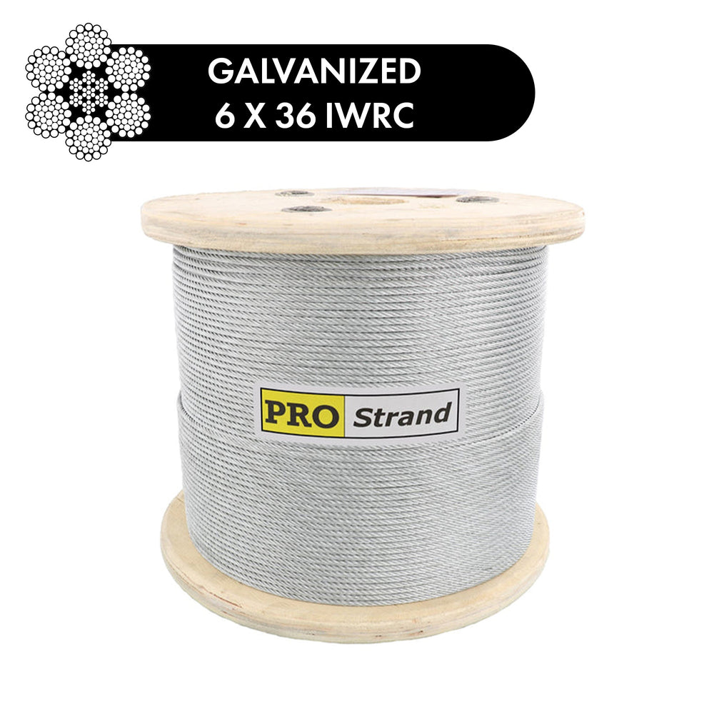 PRO Strand 1/2" x 5000', 6x36, EIPS, IWRC Galvanized Wire Rope