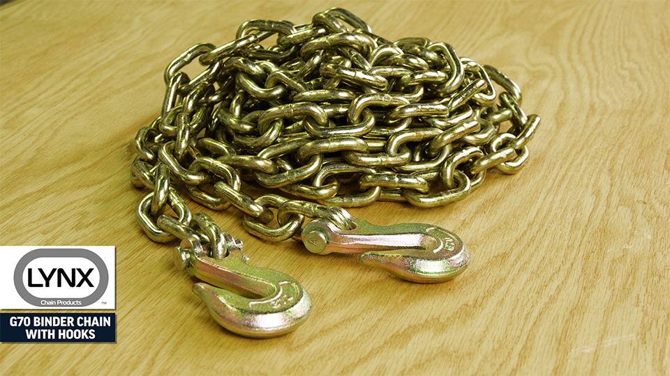 1/2" x 20' Grade 70 Binder Chain with Hooks, for Transport use, Yellow ...