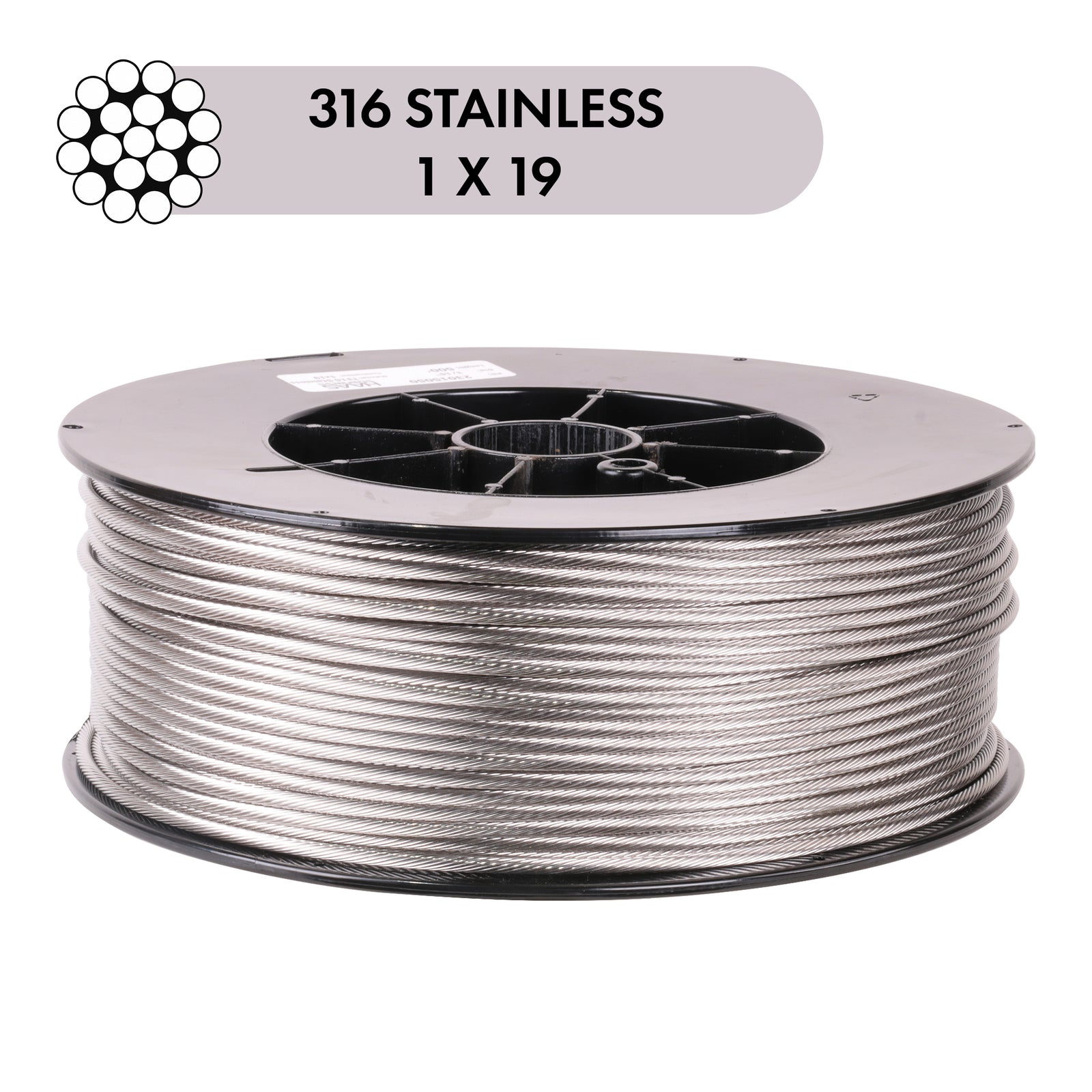Grand Strand 1/8" X 200', 1x19, Type 316 Stainless Steel Cable