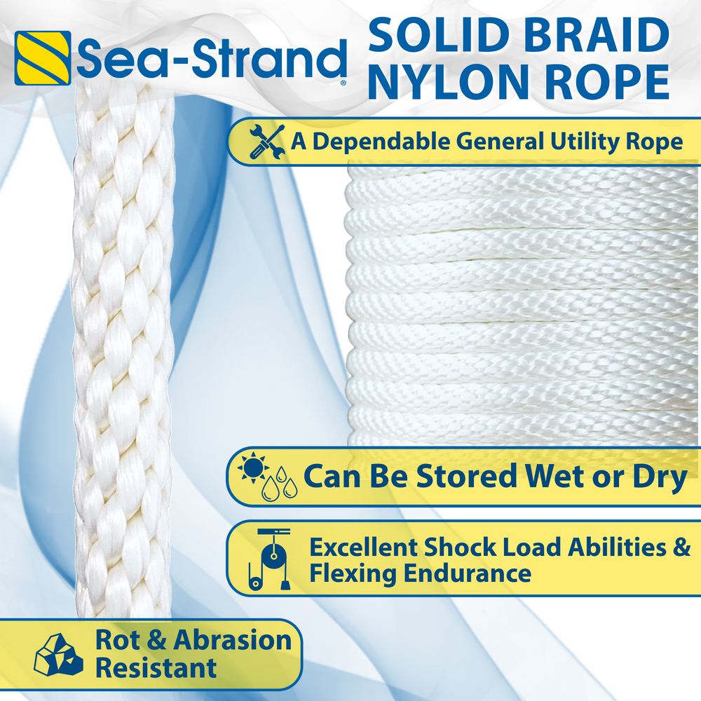 3/8" x 250' Reel, Solid Braid Nylon Rope