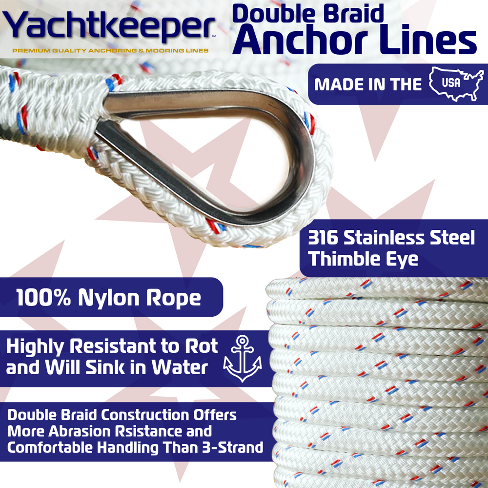 5/8" x 300' Double Braid Nylon Anchor Line Rope