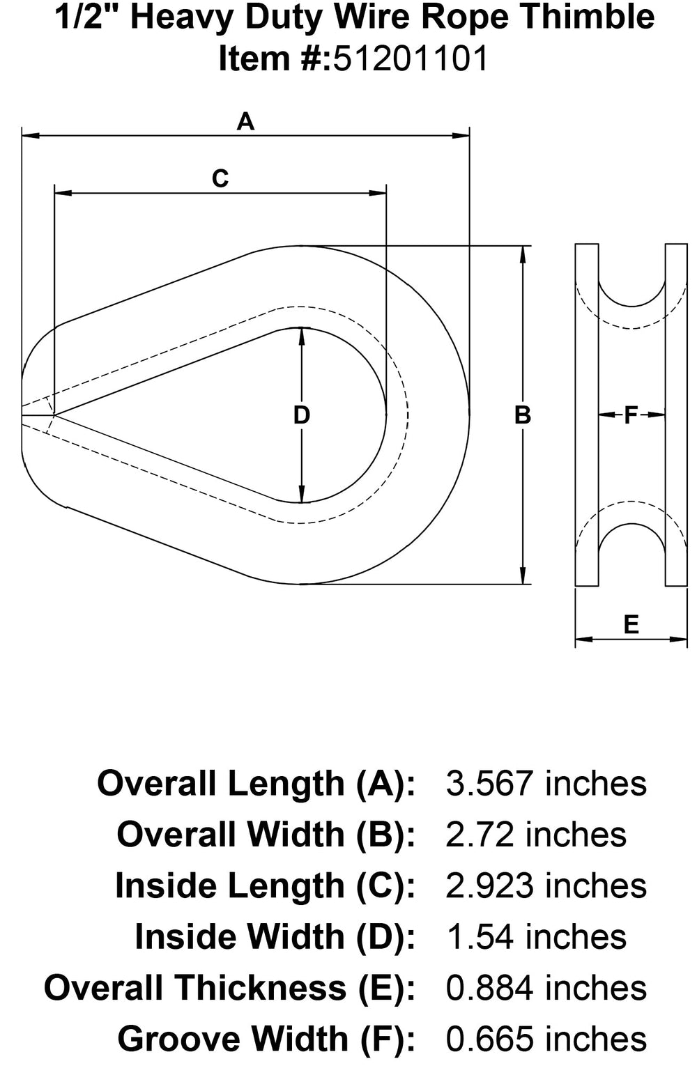1/2" Heavy Duty Wire Rope Thimble