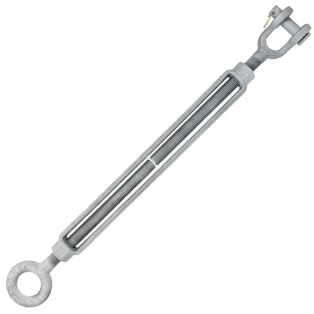 1" x 18" Chicago Hardware Hot Dip Galvanized Jaw x Eye Turnbuckle