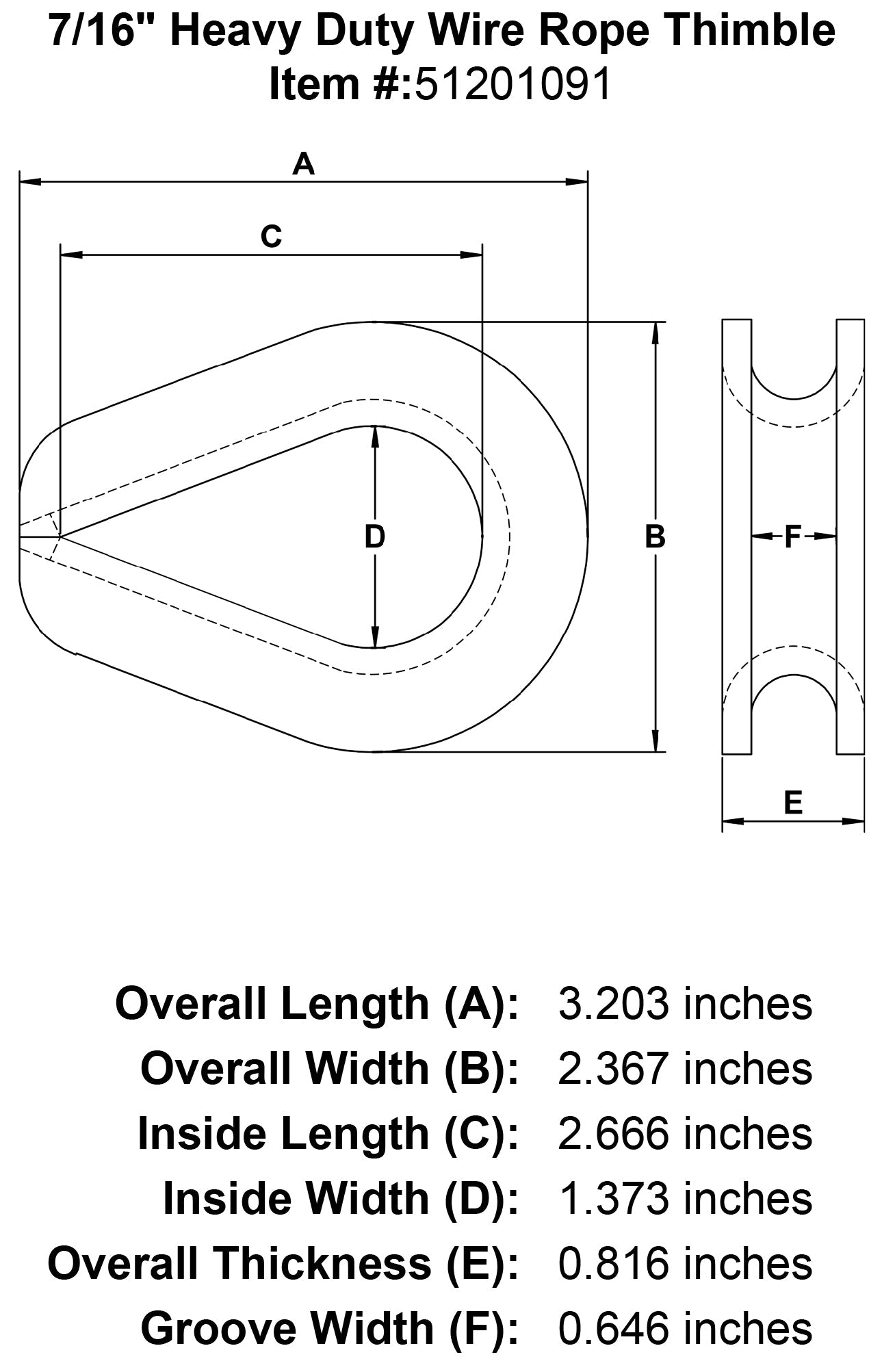 3/8" Heavy Duty Wire Rope Thimble