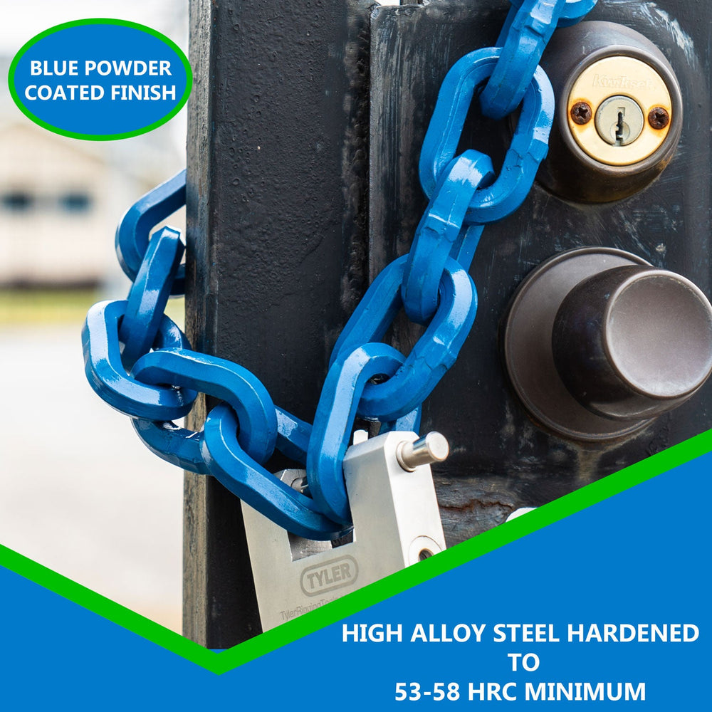 7/16" x 2' Tyler Tool Hardened Alloy Hex Shape Anti-Theft Chain, Blue