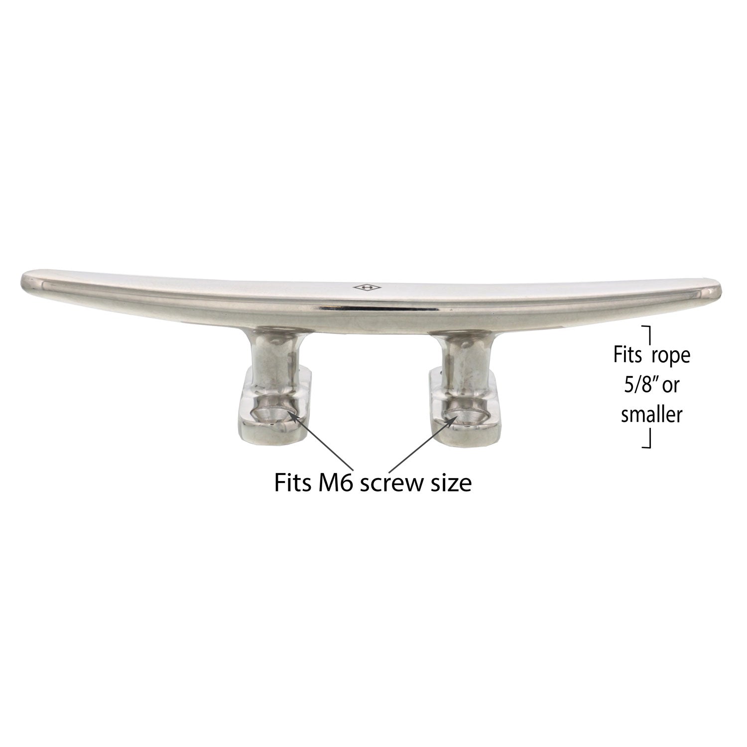 6" Type 316 Stainless Steel Low Profile Flat Top Deck Cleats, Bluewater ...